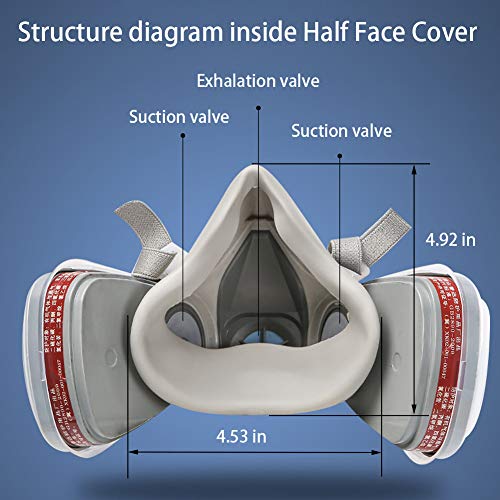 Reusable Half Face Gas Mask with Safety Glasses, Filters - For Painting ...